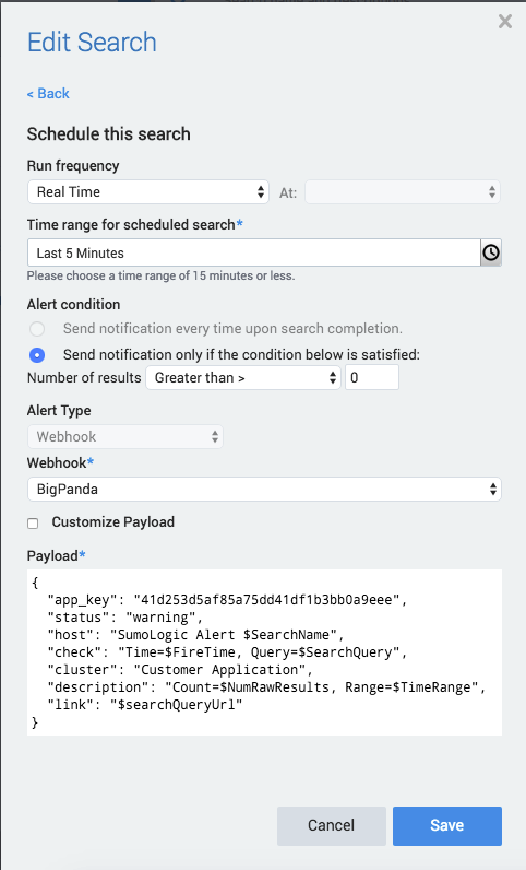 How do I integrate BigPanda with Sumo Logic?