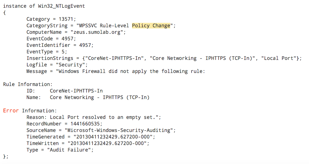 Windows App Using Snare Formatted Log Messages